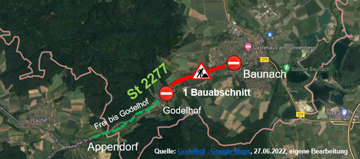 Staatsstraße 2277: Erster Bauabschnitt, Sperrung zwischen Baunach und ...